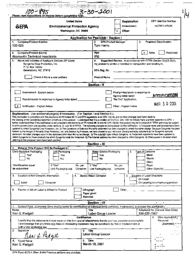 Fillable Online U.S. EPA, Pesticide Product Label, ABAMECTIN TECHNICAL ...