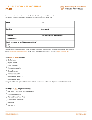Fillable Online FLEXIBLE WORK ARRANGEMENT FORM - Human Resources Fax ...