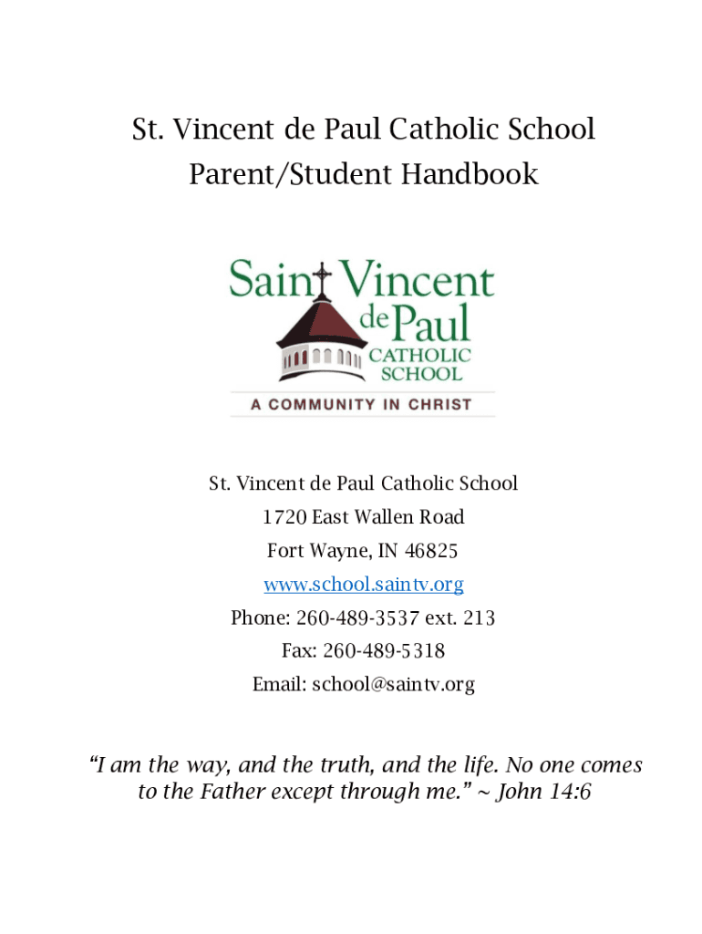 Fillable Online St. Vincent de Paul Catholic School Parent/Student ...