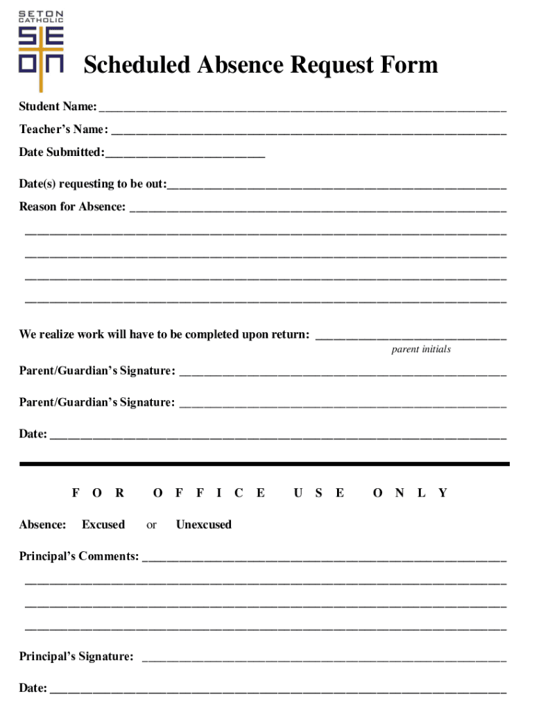 Fillable Online Scheduled Absence Request Form Fax Email Print - pdfFiller