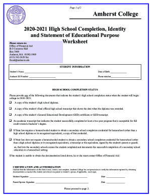Fillable Online High School Completion Status Identity and Statement of ...