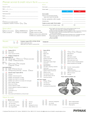 Fillable Online Phonak Service and Credit Form Fax Email Print - pdfFiller