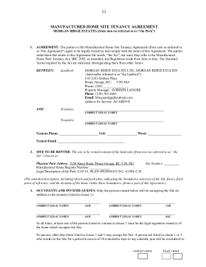 Fillable Online www2.gov.bc.caassetsgovManufactured Home Site Tenancy ...