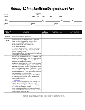 Fillable Online Hebrews, 1 & 2 Peter, Jude National Discipleship Award ...