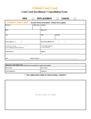 Fillable Online Global Cash Card FormFill Out Printable PDF Forms ...