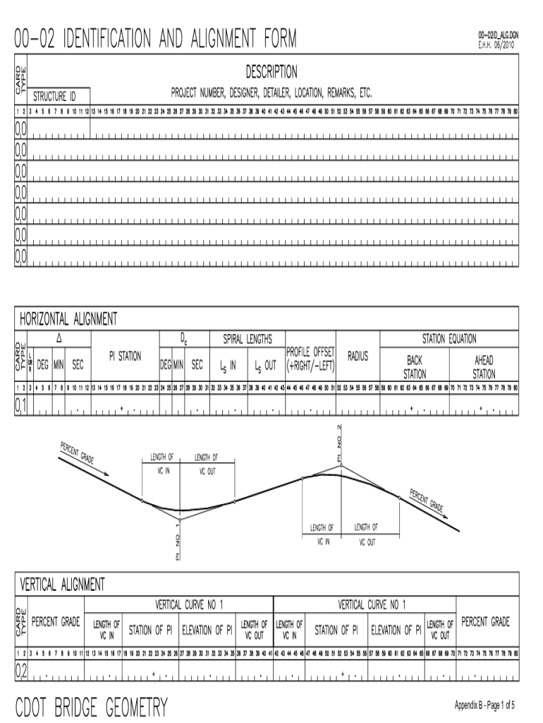 Fillable Online 00-02 IDENTIFICATION AND ALIGNMENT FORM CDOT BRIDGE ...
