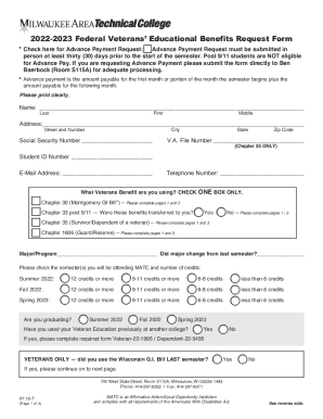 Fillable Online Veterans Educational Benefits Request Form - College of Southern Maryland Fax ...