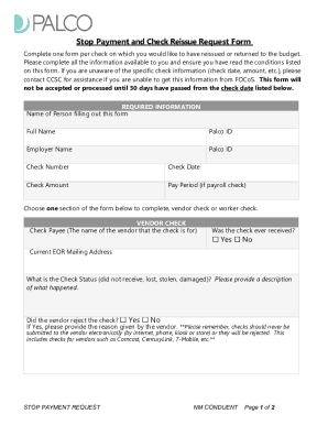 Fillable Online Form AC3337 "Request for Stop Payment, Check Reissue ...