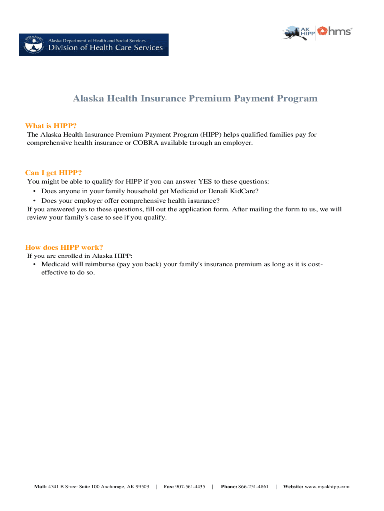 Fillable Online The Alaska Health Insurance Premium Payment Program Fax ...