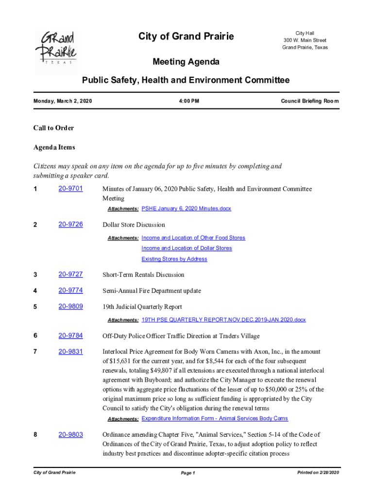 Fillable Online Grand Prairie City Hall, 300 W Main St, Grand Prairie ...