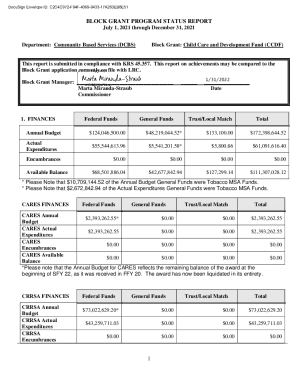 Fillable Online BLOCK GRANT PROGRAM STATUS REPORT 1 Fax Email Print ...