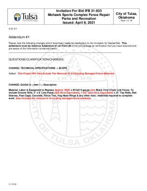 Fillable Online Invitation For Bid IFB 21-933 Mohawk Sports Complex ... - City of Tulsa Fax ...