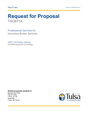 Fillable Online REQUEST FOR PROPOSAL (RFP) for INSURANCE BROKERAGE ...