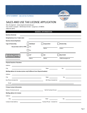 Fillable Online SALES AND USE TAX LICENSE APPLICATION Fax Email Print ...