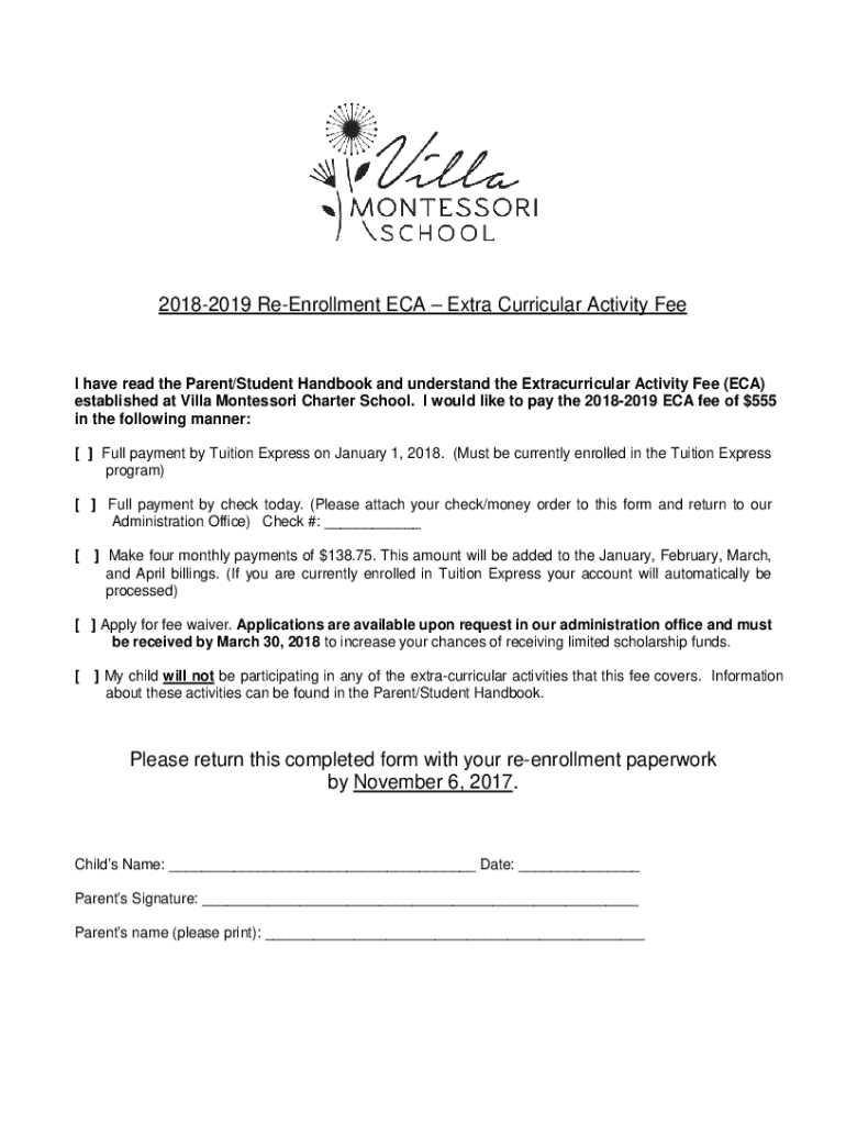 Fillable Online Extracurricular Activity (ECA) State Tax Credit - Mesa ...