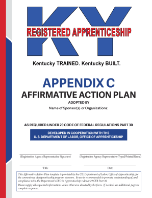 Fillable Online Appendix C (SAMPLE) AFFIRMATIVE ACTION PLAN ADOPTED BY ...