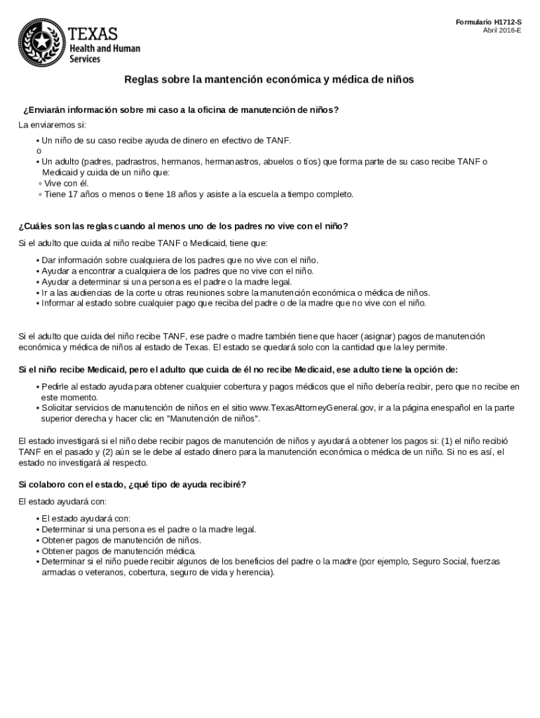 Fillable Online Explanation of Child/Medical Support, Family Violence ...