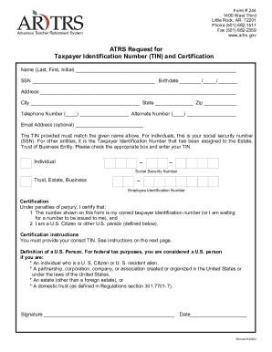 Fillable Online atrs state ar Form 244 "Atrs Request for Taxpayer ...