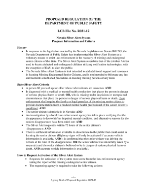 Fillable Online PROPOSED REGULATION OF THE DEPARTMENT OF PUBLIC SAFETY ...