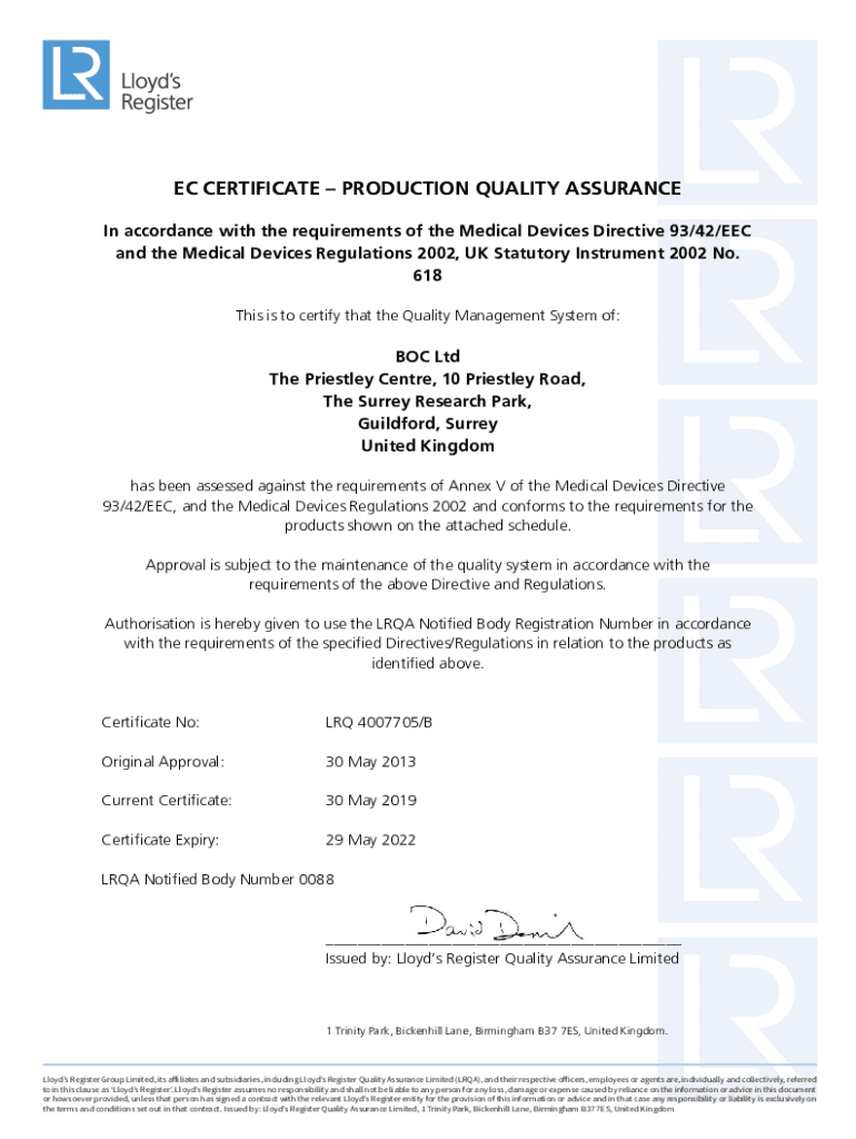 Fillable Online EC Certificate - Full Quality Assurance System ...