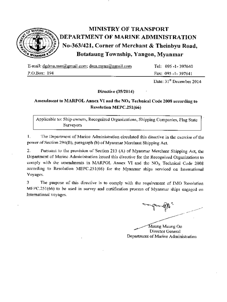 Fillable Online Department of Marine AdministrationDEPARTMENT OF MARINE ...