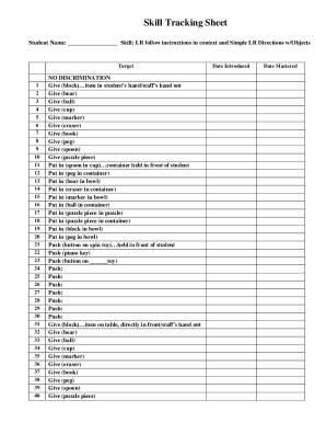 Fillable Online Skill Tracking Sheet - Pennsylvania State University ...