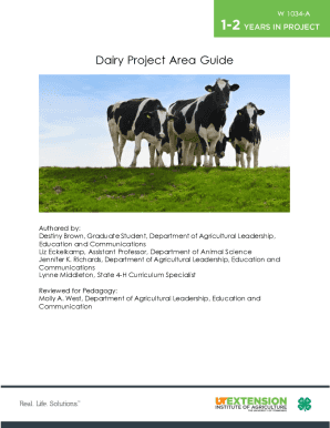 Fillable Online Dairy Cattle Project Area Guide - Iowa State University ...