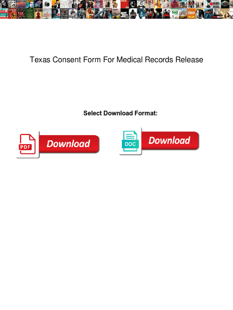 Fillable Online Texas Consent Form For Medical Records Release. Texas ...