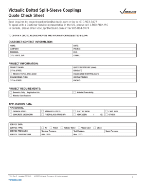 Fillable Online Bolted Split Sleeve Engineered Products Couplings Quote ...