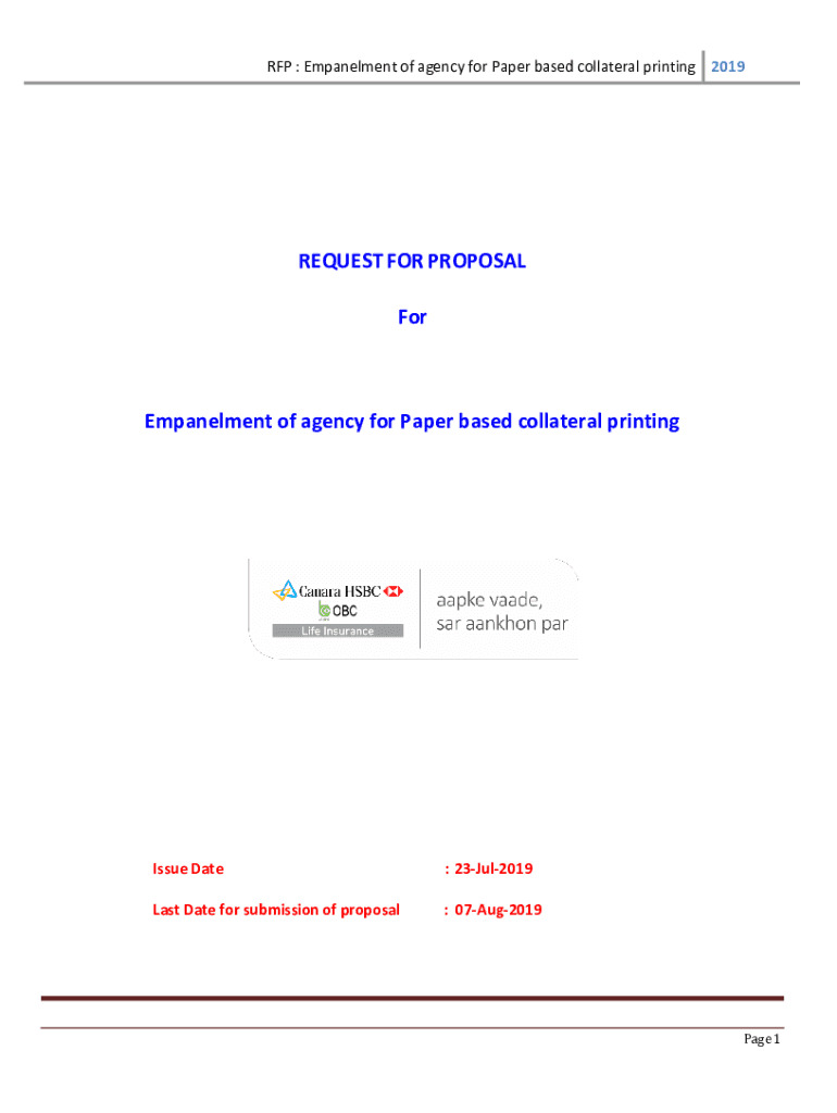 Fillable Online REQUEST FOR PROPOSAL (RFP) FOR EMPANELMENT OF PRINTER AGENCIES Fax Email Print ...