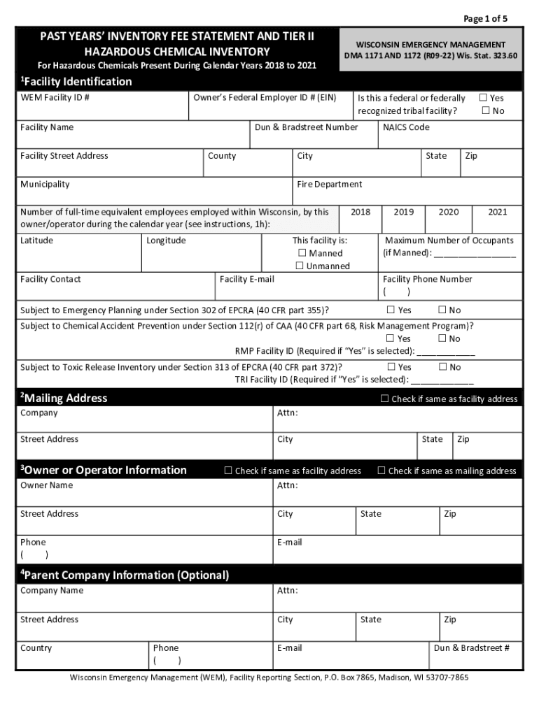 Fillable Online page 1 of 5 past years inventory fee statement and ...