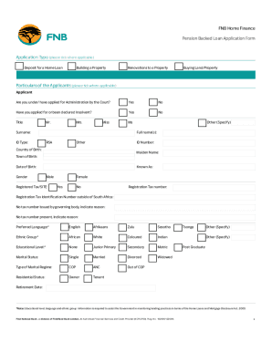Fillable Online FNB Home Finance Pension Backed Loan Application Form ...