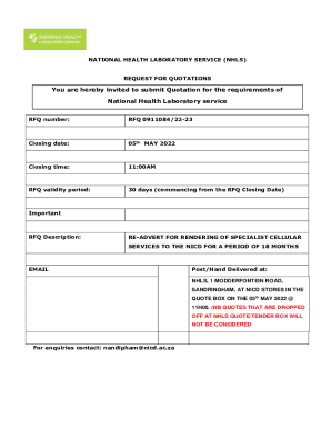Fillable Online REQUEST FOR QUOTATION - National Health Laboratory ...