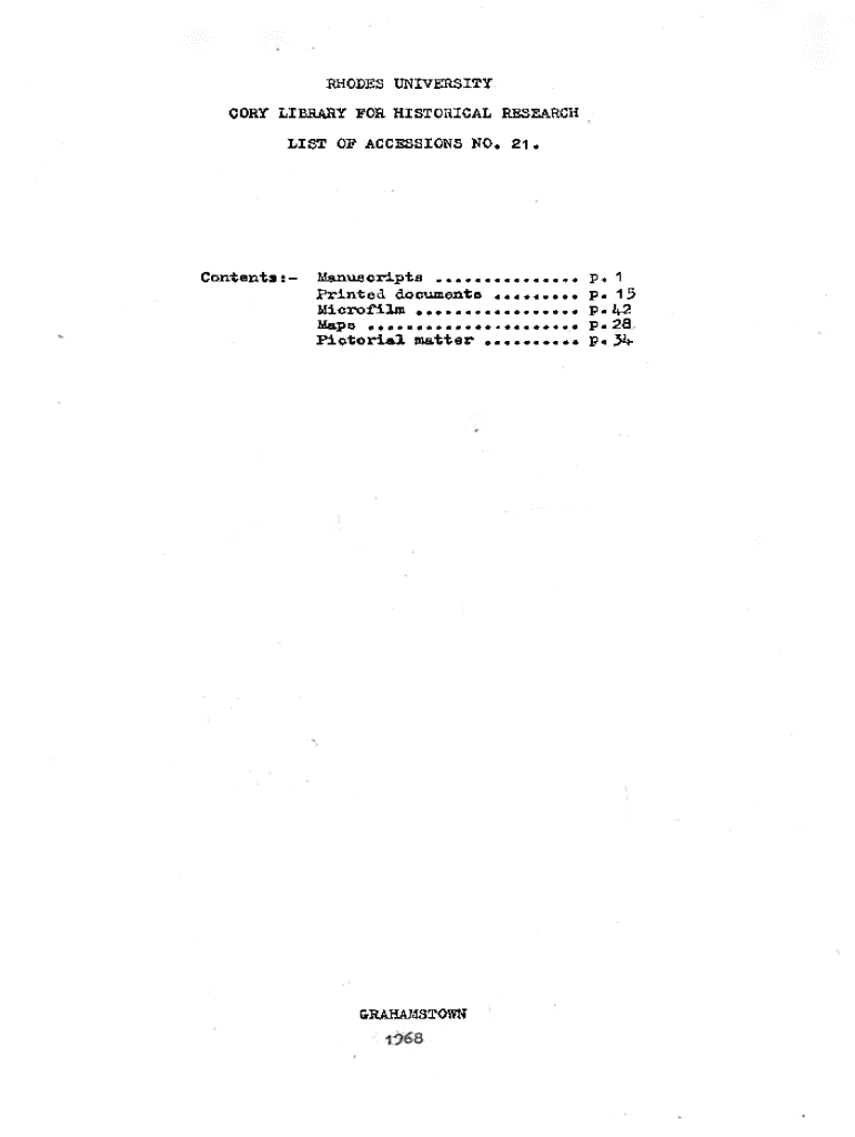 Fillable Online RHODES UNIVERSITY CORY LIBRARY FOR HISTORICAL RESEARCH ...