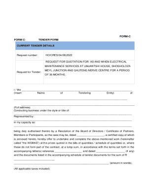 Fillable Online FORM-C FORM C: TENDER FORM - etenders.gov.za Fax Email Print - pdfFiller