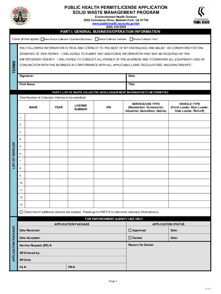 Fillable Online Get a Public Health Permit/License - Los Angeles County ...