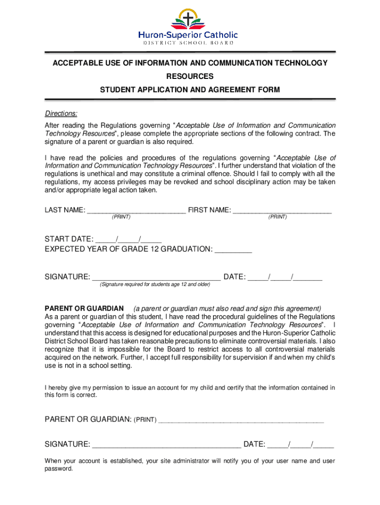 Fillable Online Information Resources Acceptable Use Agreement Fax ...