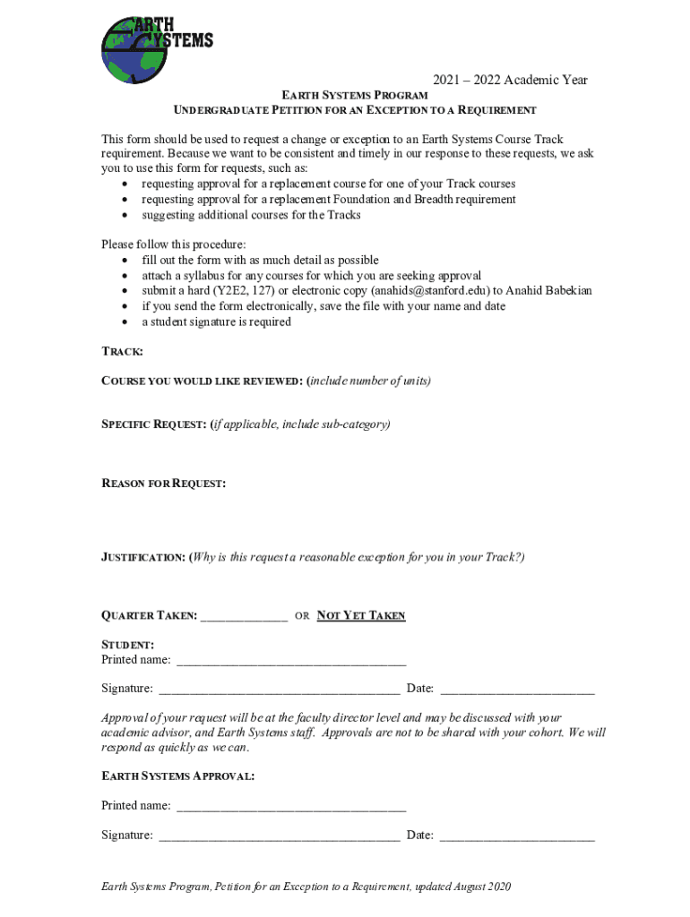 Fillable Online earth stanford Earth System Science Stanford Doerr ...