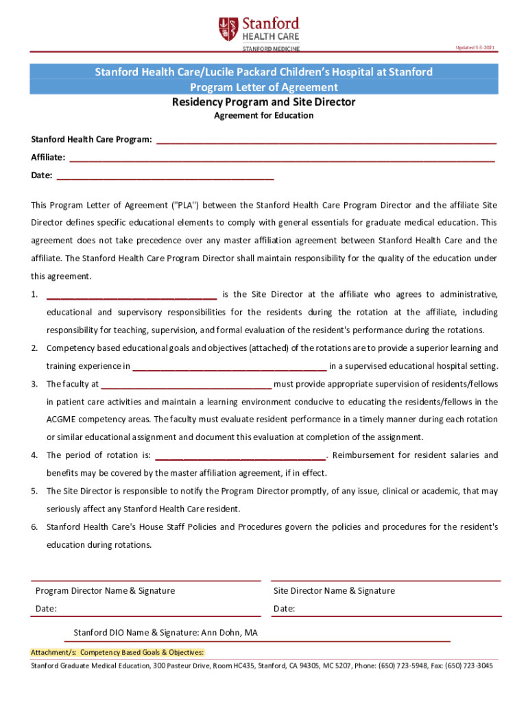 Fillable Online med stanford Stanford Health Care and Lucile Packard Childrens Hospital Stanford ...