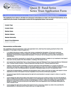 Fillable Online Quest II Fund Series Series Trust Application Form Fax ...