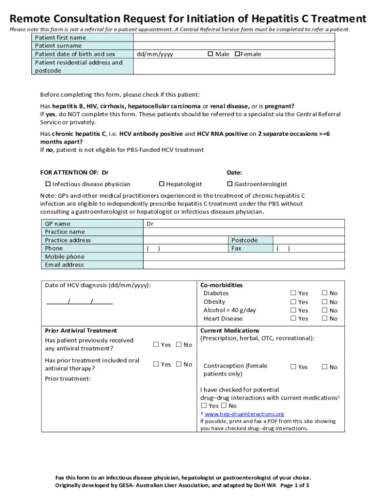 Fillable Online Get the free Remote Consultation Request for Initiation ...