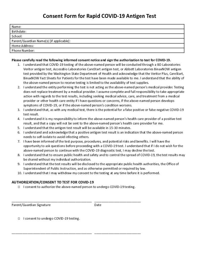 Fillable Online Rapid Antigen Testing Consent Template.docx Fax Email ...