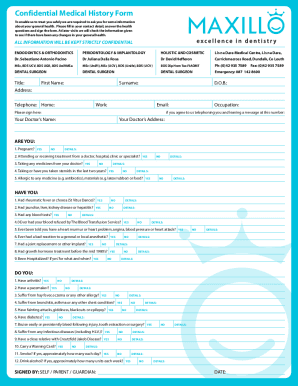 Fillable Online Confidential medical history form in Word and Pdf ...