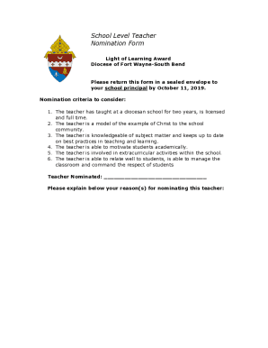 Fillable Online Teacher of the Year Nomination Form TemplateJotform Fax ...