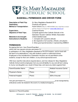 Fillable Online FIELD TRIP/TRANSPORTATION PERMISSION AND WAIVER FORM ...