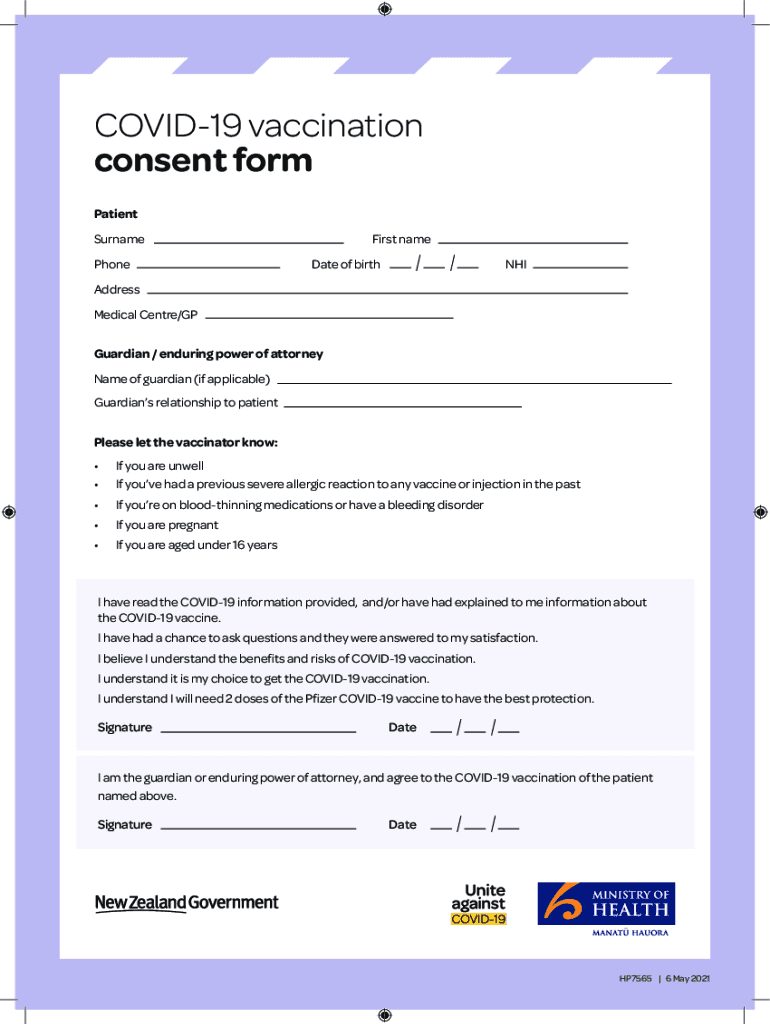 Fillable Online Covid-19 vaccine: Consent form Fax Email Print - pdfFiller
