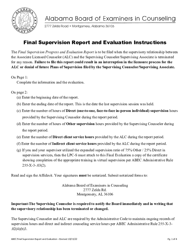 Fillable Online abec alabama Supervision Information and Report Forms ...