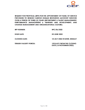 Fillable Online request for proposal rfp for the appointment of panel of service Fax Email Print ...
