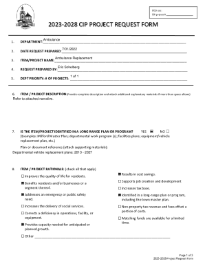 Fillable Online 2023-2028 CIP PROJECT REQUEST FORM - milford.nh.gov Fax Email Print - pdfFiller