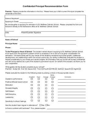 Fillable Online Confidential Principal Recommendation Form - AWS Fax ...